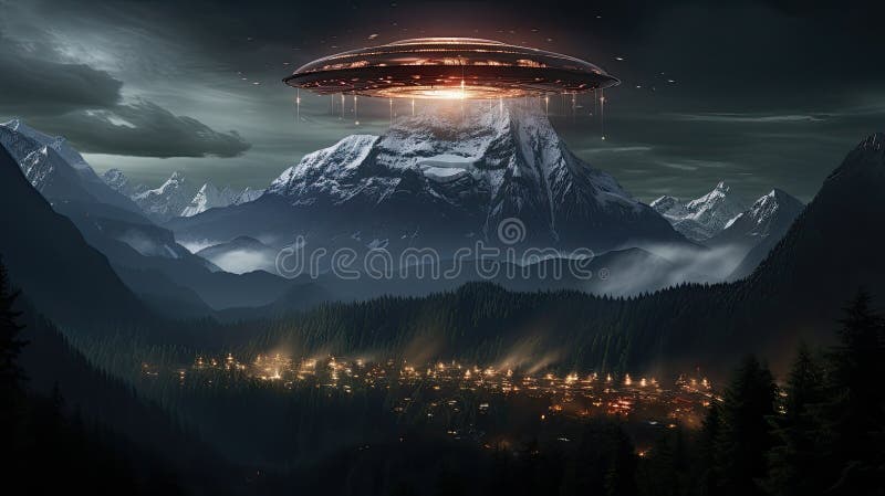 Celestial Arrival: Shadows Over the Mountains Stock Illustration ...