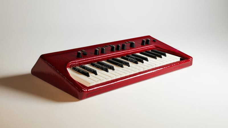 Against Plain Background Illustration Red Synthesizer Keyboard Stock ...