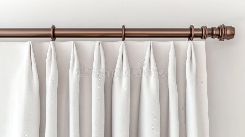 Against a Plain White Backdrop, a Curtain Rod with Elegant Finials and ...