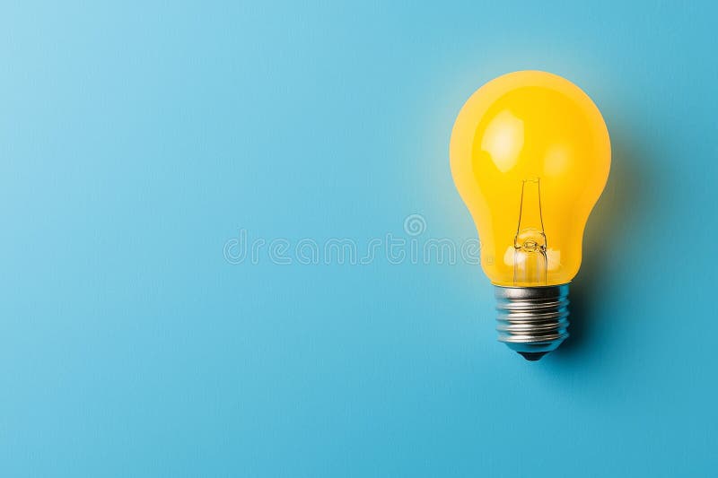 Against a Serene Horizontal Blue Background, a Light Bulb Symbolizes ...