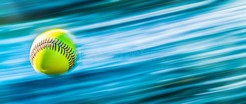 Against a Vibrant Blue Sky, a Softball is Depicted in Fast Motion with ...