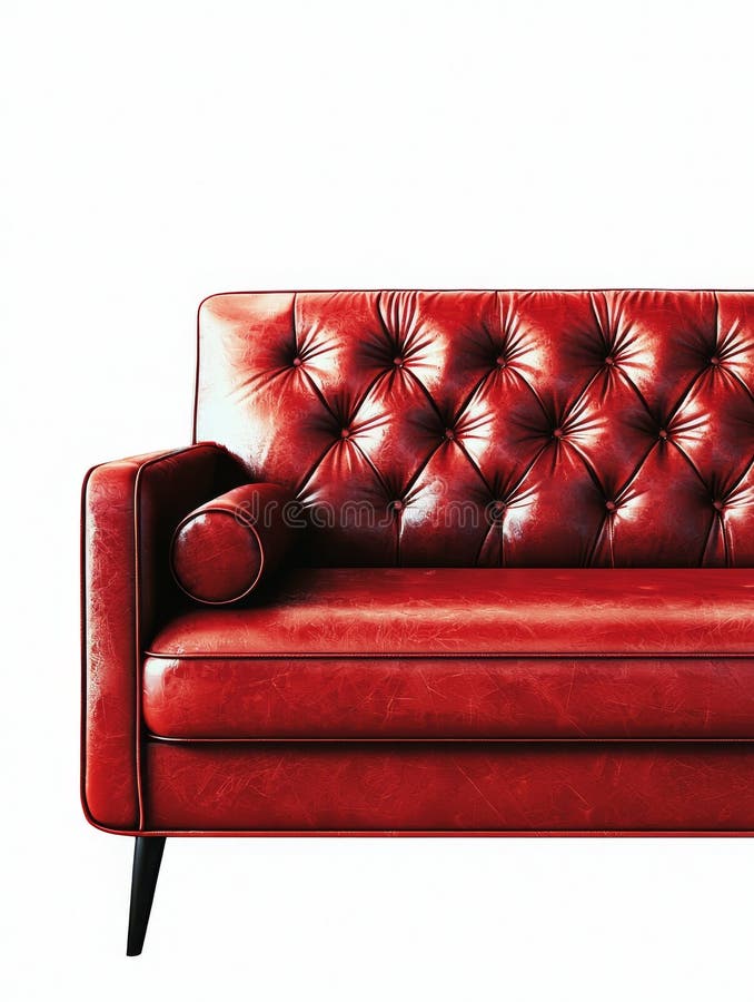 Against a White Backdrop is a Sleek, Modern Red Leather Sofa with ...
