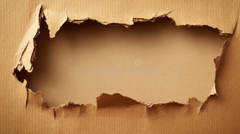 Against a White Background, a Cardboard Box with a Torn Section ...