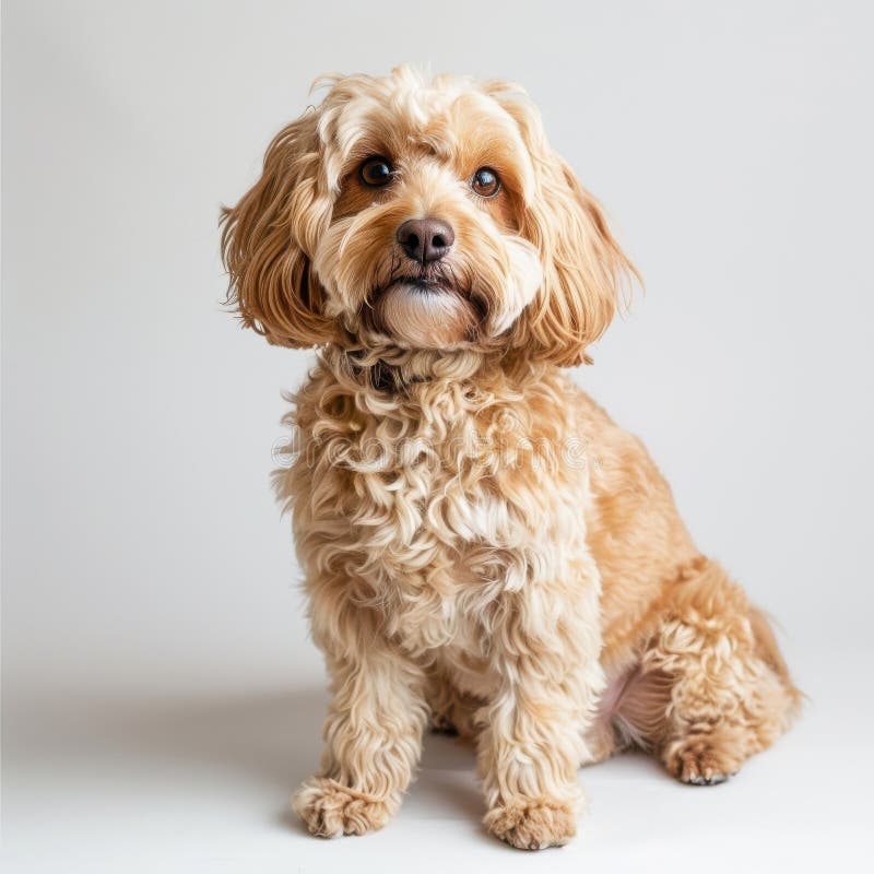A Cockapoo with Soft Curls and a Wagging Tail Looks Curious and ...
