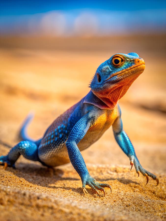 Agama Lizard runs beach stock illustration. Illustration of holiday ...