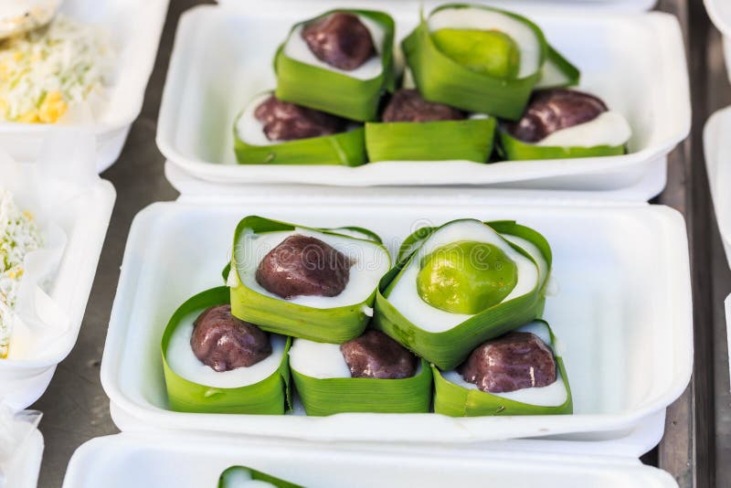 Agar banana leaf dessert stock photo. Image of assorted - 34836406