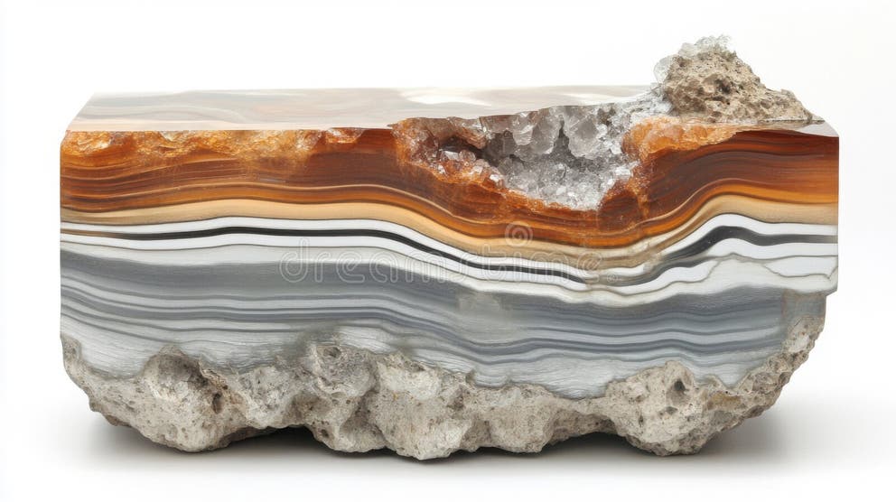 Agate Geode with Crystalline Structure and Rough Exterior Stock ...