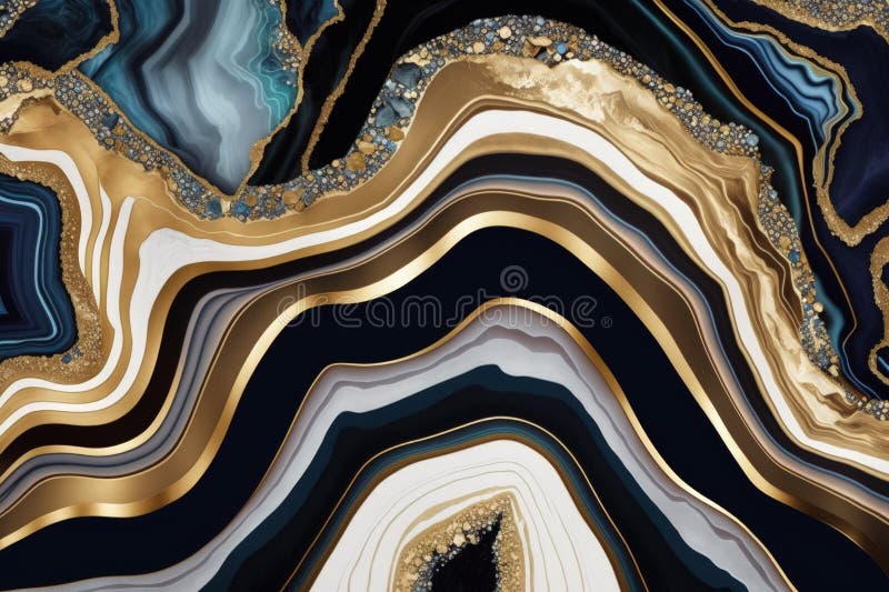 Agate Stone Wallpaper Pattern with Gold Veins and Natural Mineral Feel ...