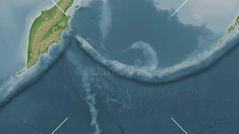Agattu Island in the Bering Sea. Physical Map. Slide Stock Footage ...