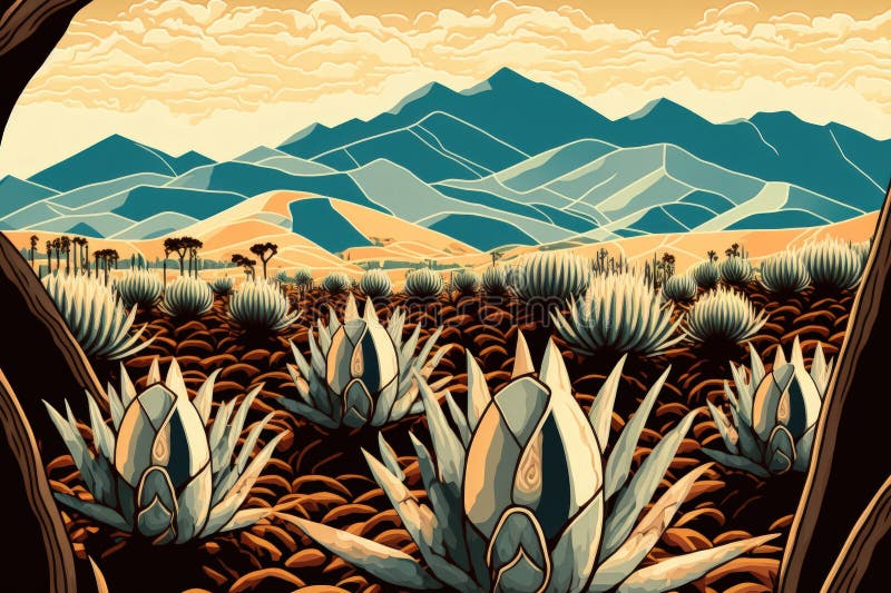 Agave Field Oaxaca Mezcal Mexico Stock Illustration - Illustration of ...