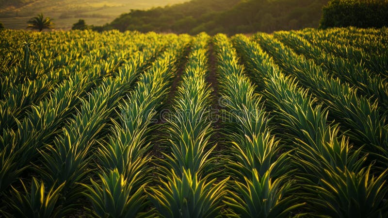 Agave Fields View. Vanishing Point Perspective. Colorful Landscape with ...