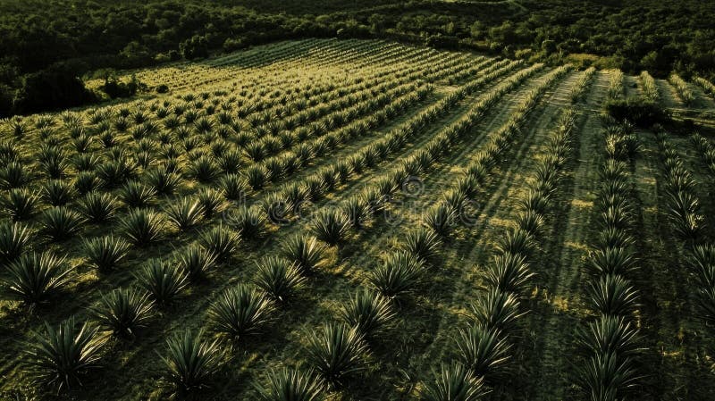Agave Fields View. Vanishing Point Perspective. Colorful Landscape with ...