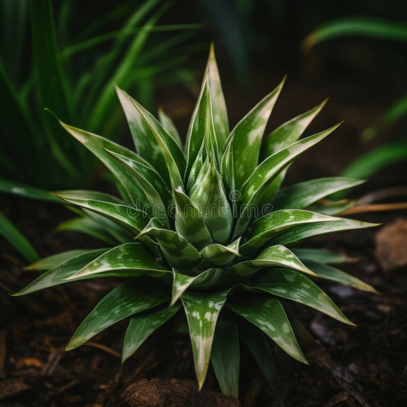 An Agave Plant Growing in a Garden Stock Illustration - Illustration of ...