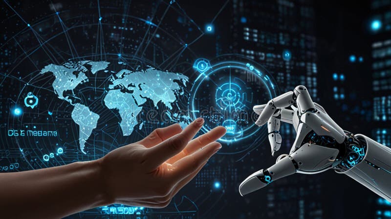 The Age of Automation: Robots Step Up and Push the Button Stock ...