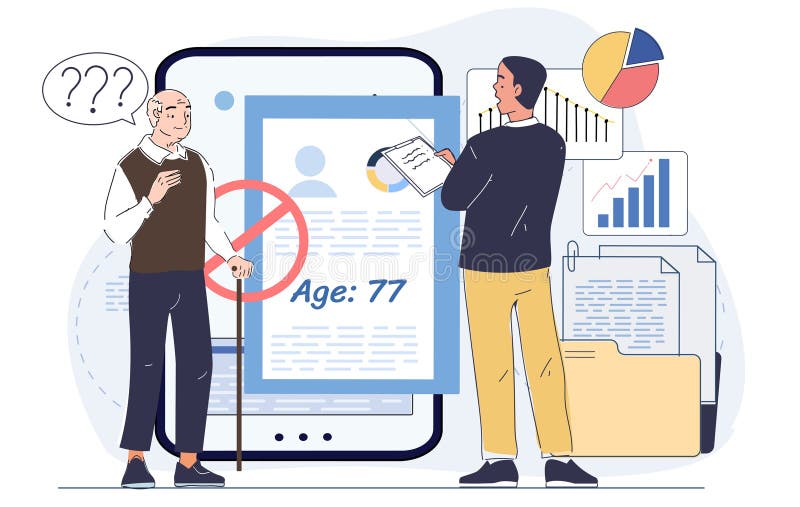 Age Discrimination in Digital Profiles. Vector Illustration Stock ...