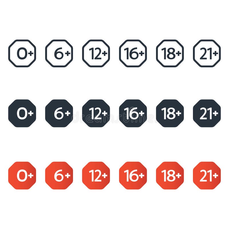 Set Of Age Restriction Signs. Stock Illustration - Illustration of ...