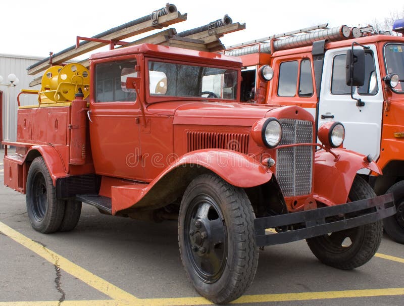 Vintage Old Classic Firetruck Fire Engine Pumper Stock Image - Image of ...