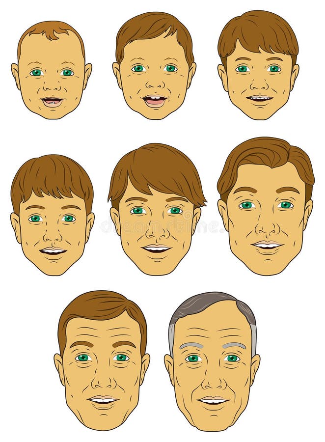 Age Progression of a White (caucasian) Male Full Body Length Stock ...