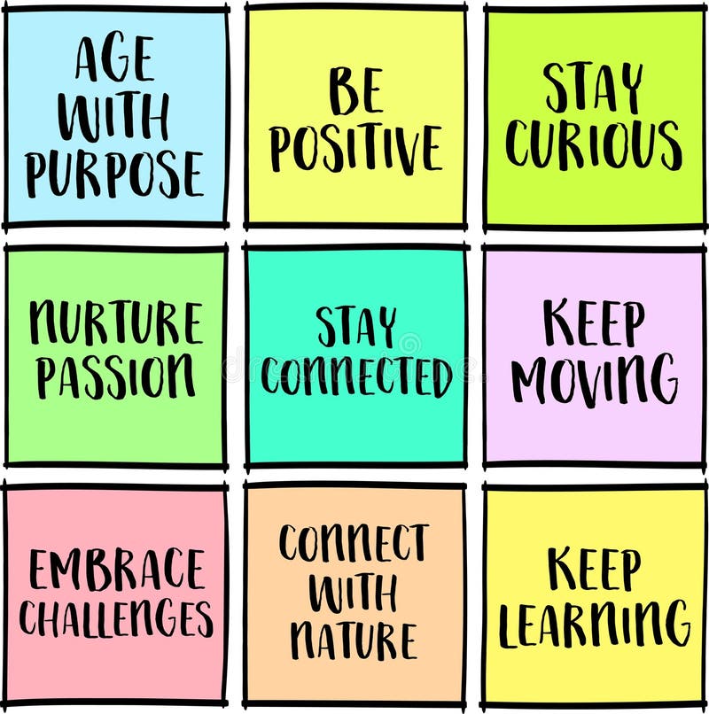 Age with Purpose, Healthy Aging Tips, a Set of Inspirational Reminder ...