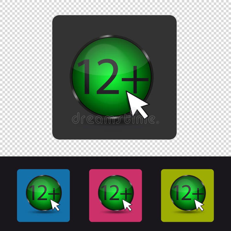 Age Rating 12 Plus - Colorful Vector Web Button - Isolated on ...