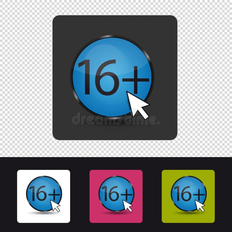 Age Rating 16 Plus - Colorful Vector Web Button - Isolated on ...