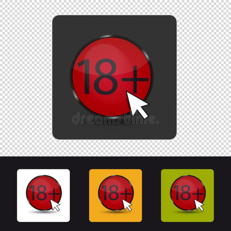 Age Rating 18 Plus Button - Colorful Vector Set - Isolated on ...