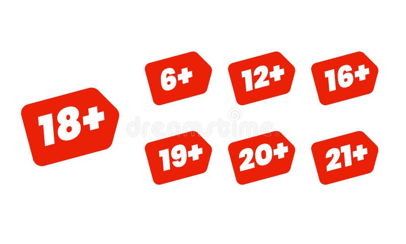 Age Restriction Sign. Number Plus Icon Set. Adults Content Icon. Stock ...