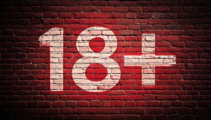 Age Restriction Sign Painted on a Brick Wall Indicating 18 Plus Limit ...