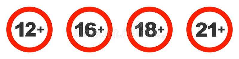 Age Restriction Signs Isolated on a White Background. Vector ...