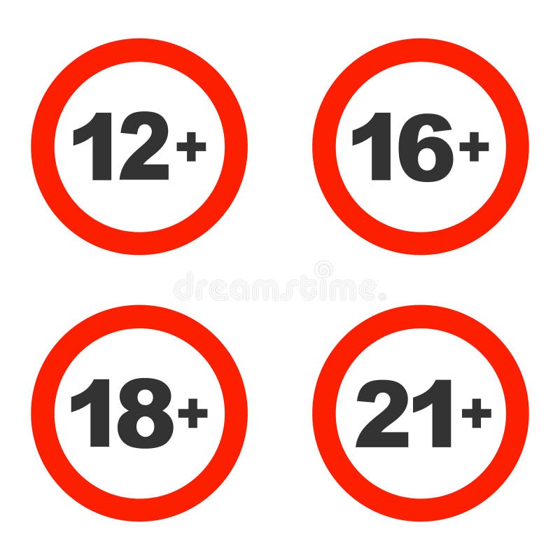 Age Restriction Vector Isolated Sign. Prohibition Sign. Round Button ...