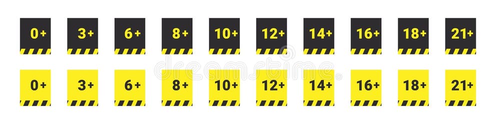 Age Restriction Signs. Age Warning Signs. Recommended Age Limit Icons ...