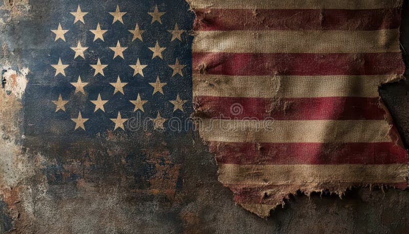 An Aged American Flag Displayed on a Rustic Background Emphasizing ...