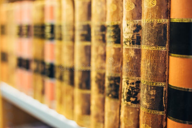 Aged Ancient Old Vintage Books on a Shelfs in Library Stock Photo ...