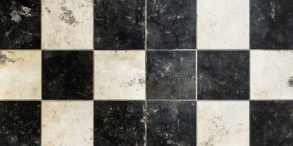 Aged Black and White Checkerboard Tile Floor Texture for Interior ...