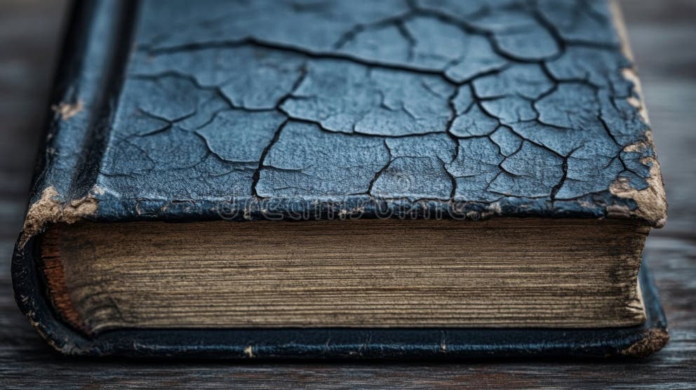 An Aged Book with Cracked Leather Binding Stock Illustration ...