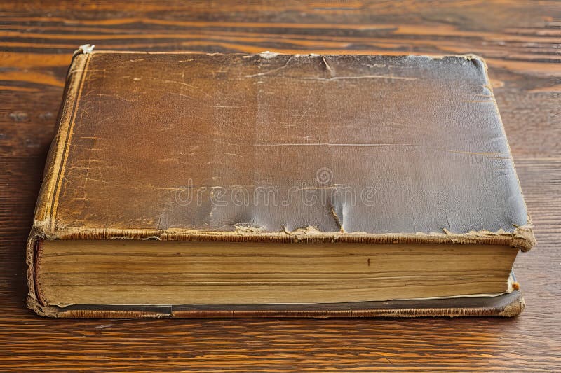 Aged Book with Worn Binding and Discolored Pages Against White Stock ...
