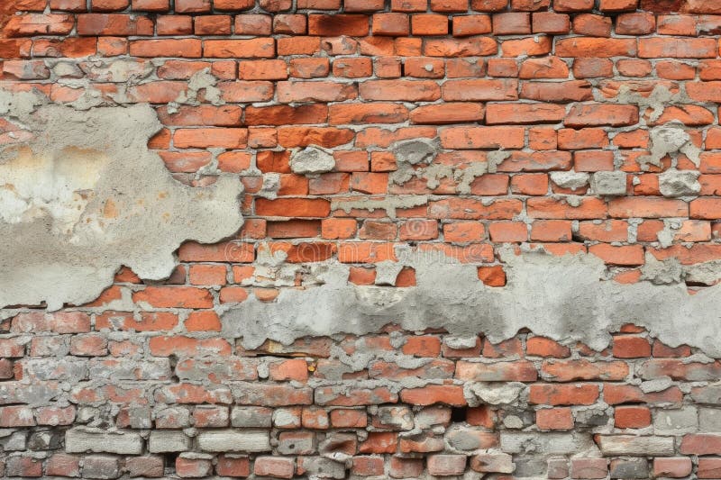 Aged Brick Wall with Peeling Plaster Texture Stock Photo - Image of ...