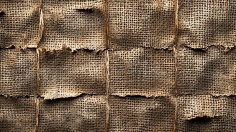 Aged Burlap Fabric Texture Showing Patchwork Design Stock Illustration ...