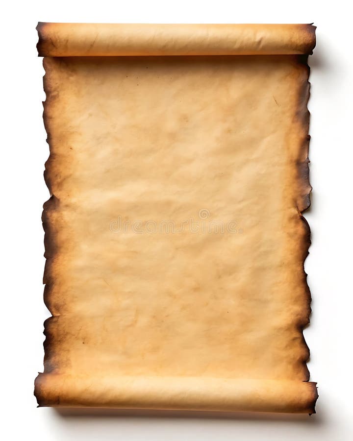 Aged, Burned-edge Parchment Scroll, Unrolled, Ready for Ancient Texts ...