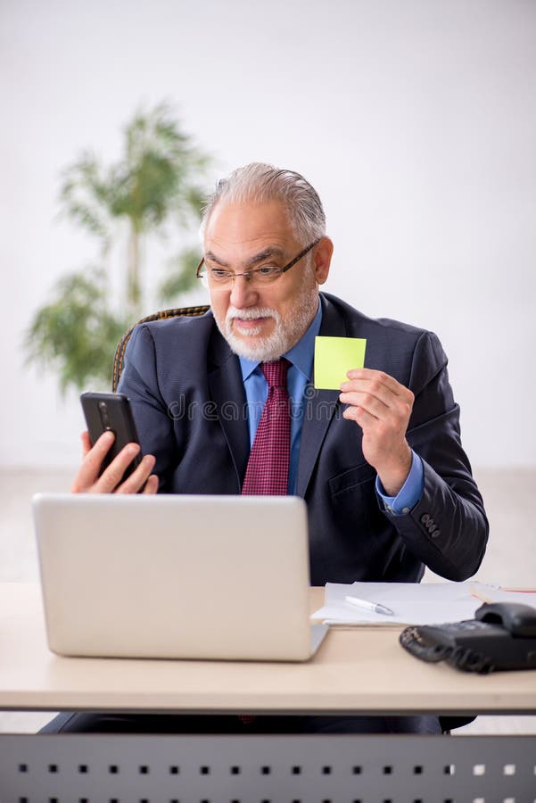 Old Male Boss Working in the Office Stock Image - Image of office ...