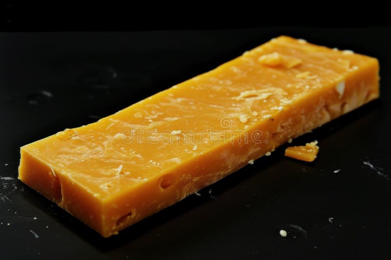 Aged Cheddar Cheese Slice on Black Background Stock Illustration ...