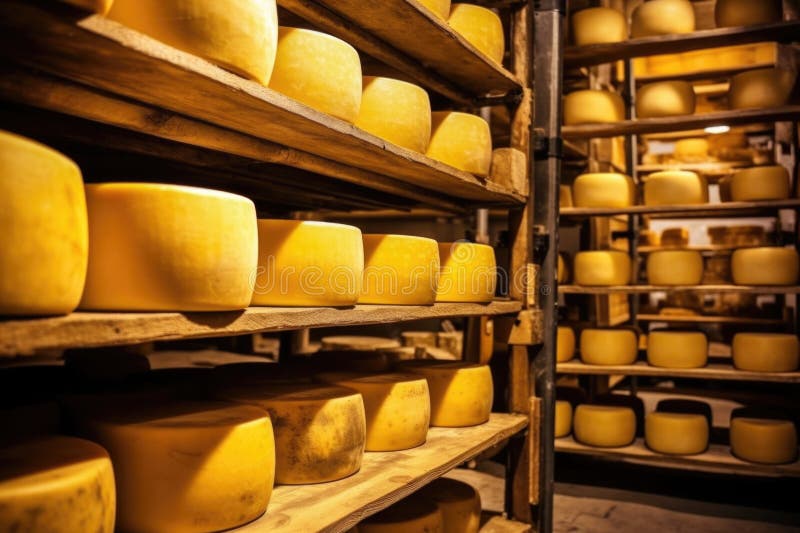 Aged Cheese Being Salted in Storage Room Stock Illustration ...