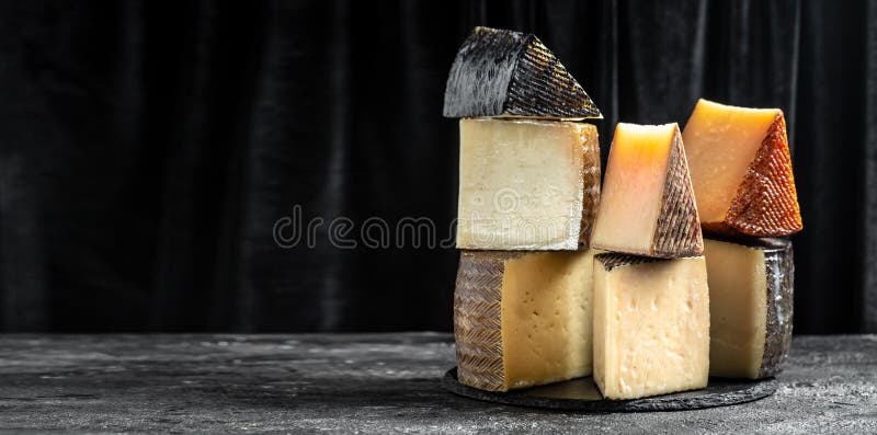 Aged Cheese, Spanish, Hard Cheese Composition. Long Banner Format Stock ...