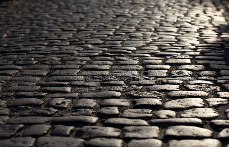 Aged Cobblestone Path at Sunset. Stock Photo - Image of charm ...