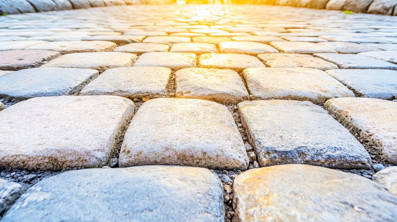 An Aged Cobblestone Street with a Sophisticated Circular Pattern is ...