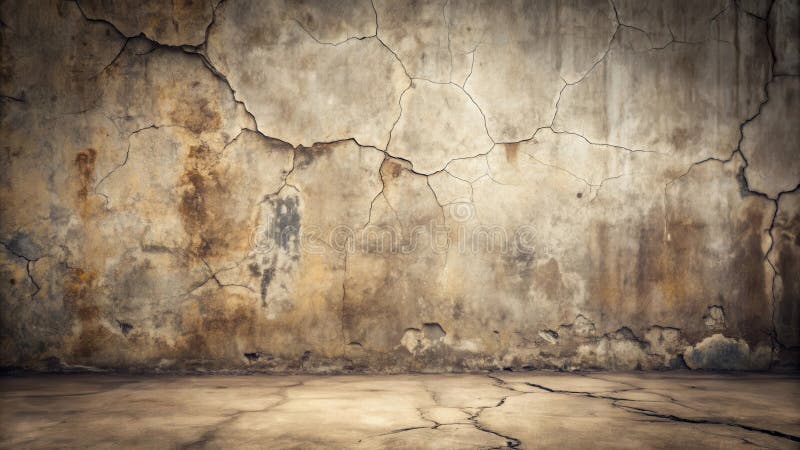 Aged Concrete Wall and Floor with Extensive Cracking and Texture Ideal ...