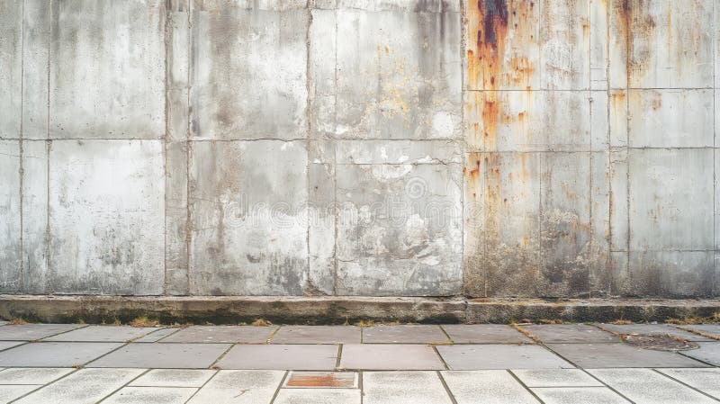 Aged Concrete Wall Showing Signs of Decay and Rust, with a Textured ...