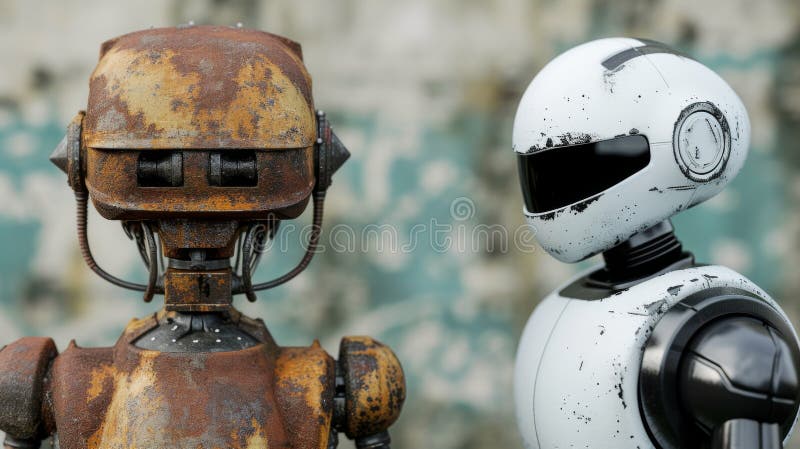 Aged and Contemporary Robot Portraits Stock Photo - Image of ...