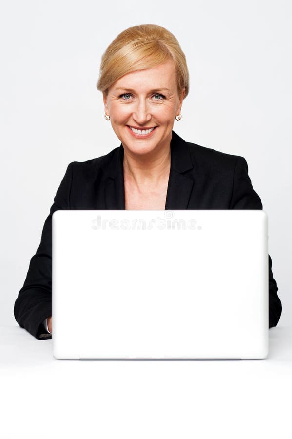 Corporate Lady Working on Her Laptop Stock Image - Image of attractive ...
