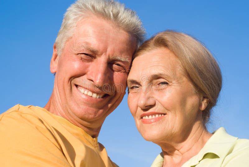 Aged couple at nature stock image. Image of blue, female - 21100383